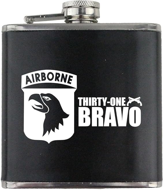 Army 101st Airborne Division 31 Bravo Veteran Leather Wrapped 6oz. Fla ...