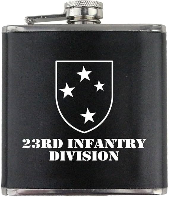 Army 23rd Infantry Division Subdued Stainless Steel Leather Wrapped 6o ...