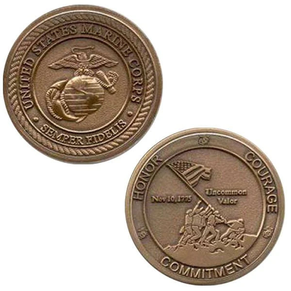 1-1/2" USMC Honor Courage Commitment W/Sleeve Coin | USAMM