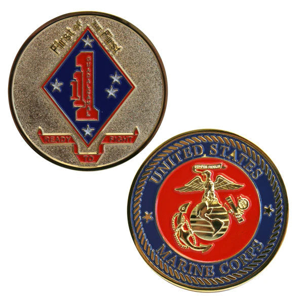 1-1/2" USMC 1St Bn 1St Marines W/Sleeve Coin – USAMM