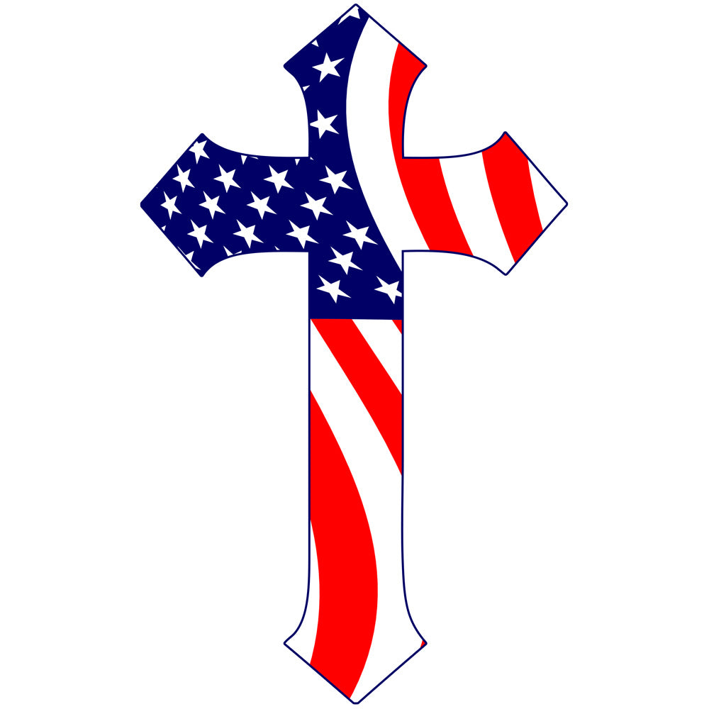 American Flag Gothic Cross 5" Sticker – USAMM