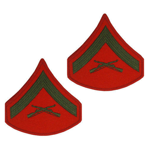 USMC Embroidered Green/Red Enlisted Rank - Female | USAMM