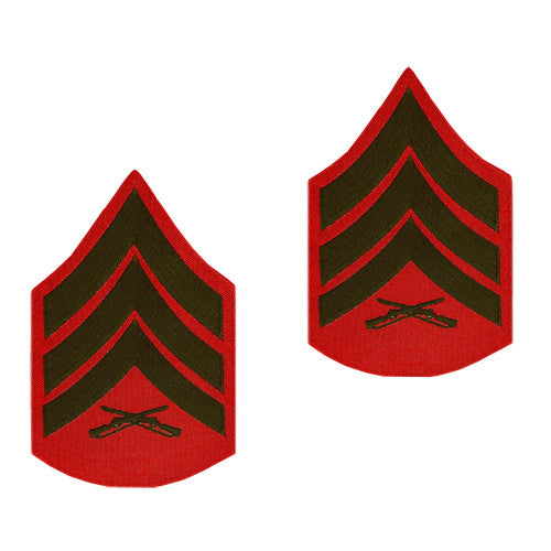 USMC Embroidered Green/Red Enlisted Rank - Female | USAMM