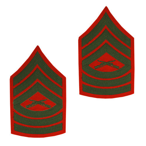 USMC Embroidered Green/Red Enlisted Rank - Female | USAMM
