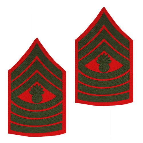 USMC Embroidered Green/Red Enlisted Rank - Female | USAMM