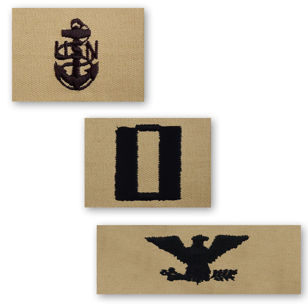 Navy Embroidered Desert Sand Collar Insignia Rank – USAMM